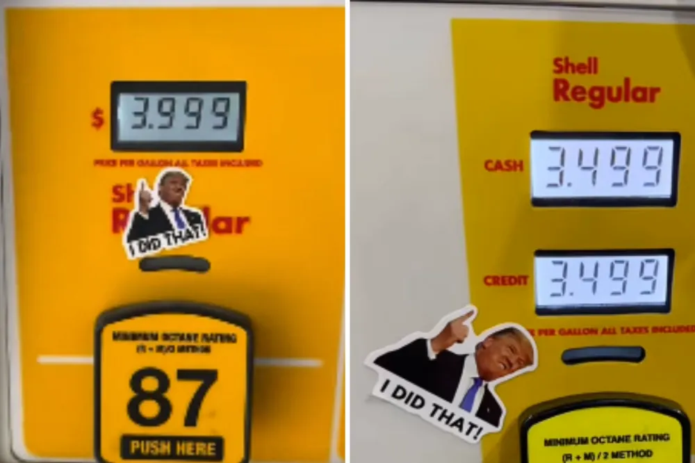 Trump ‘I Did That’ Stickers Appear on Gas Pumps as Prices Rise - Newsweek