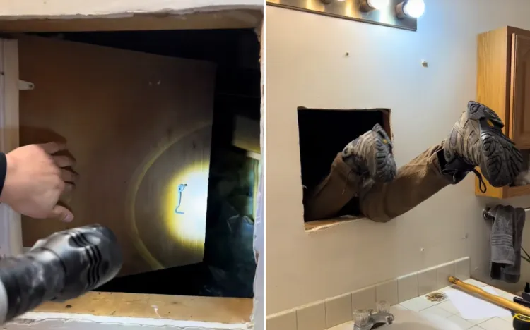 Couple Renovating Home Discover ‘Secret Room’ Hidden Behind Bathroom ...