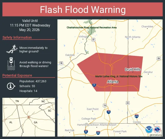 Atlanta Flash Flood Warning as Torrential Rain Inundates City: Find ...