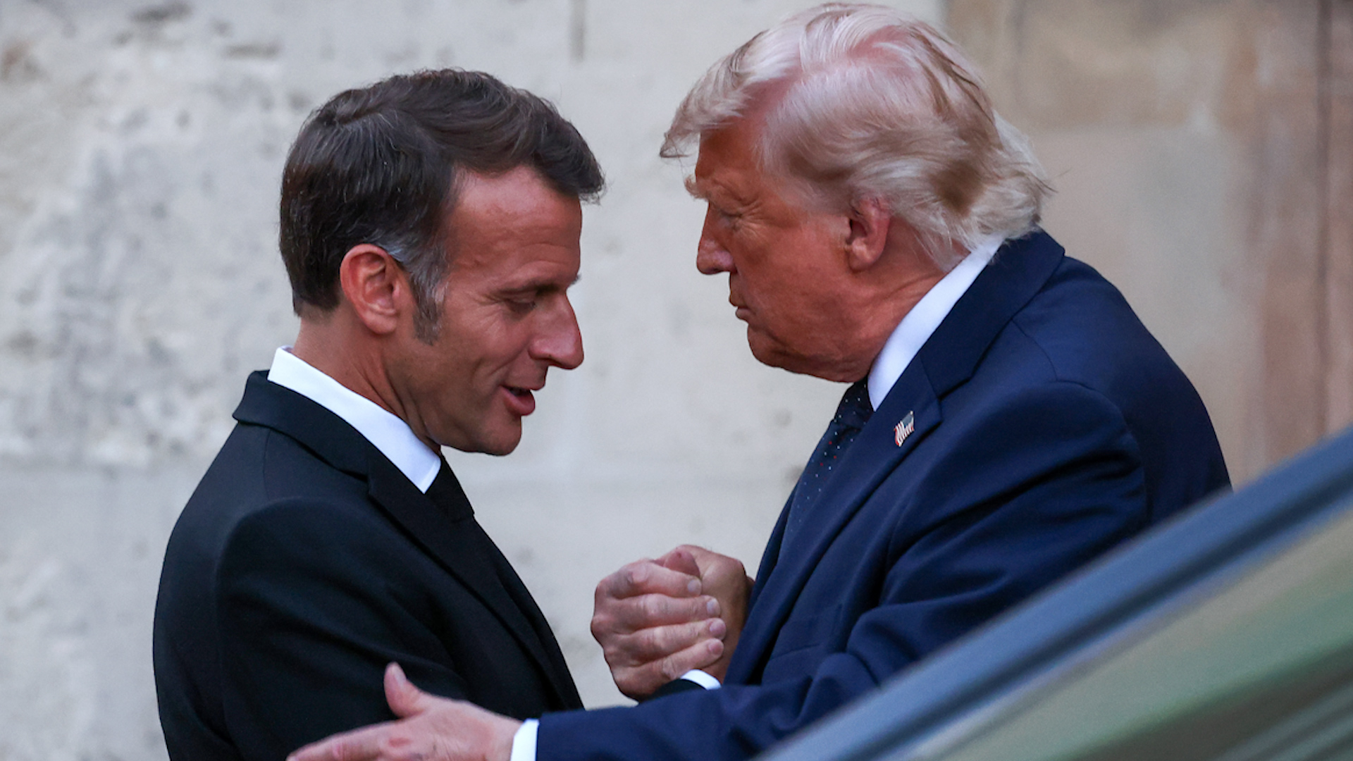 Trump Gives Emmanuel And Brigitte Macron His Signature Long Handshake ...